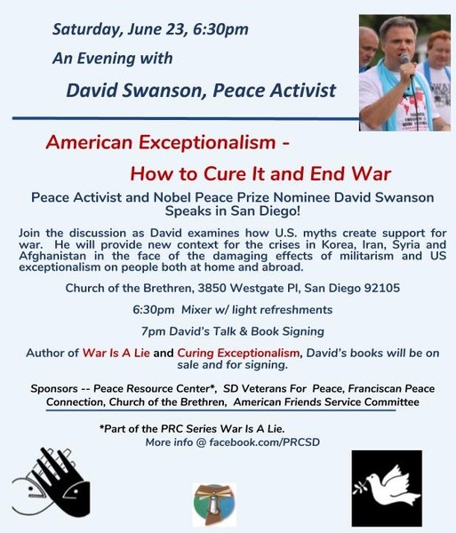 American Exceptionalism: How to Cure It and End War, an evening with ...