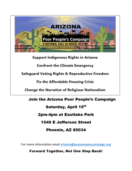 Arizona Poor People's Campaign--Meet & Greet, Phoenix-April 15, 2023 ...
