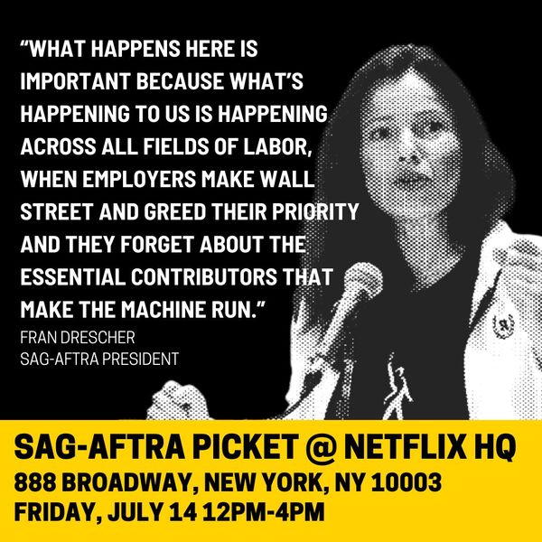The first day of SAG-AFTRA picketing at Netflix & Warner Bros/Discovery HQ