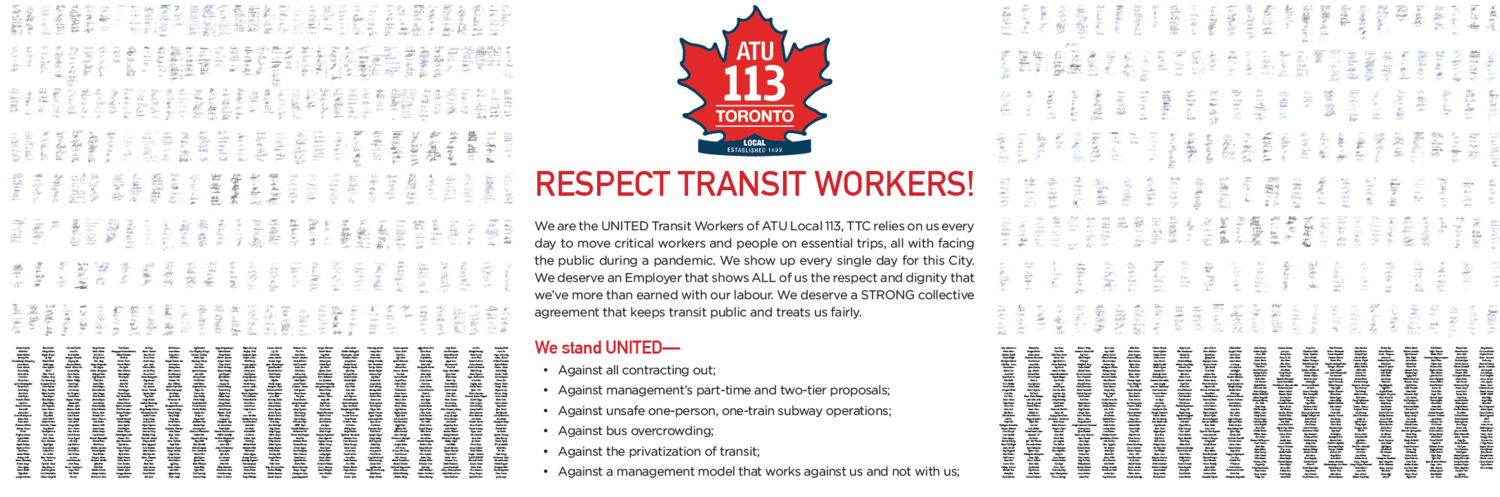RESPECT TORONTO TRANSIT WORKERS!