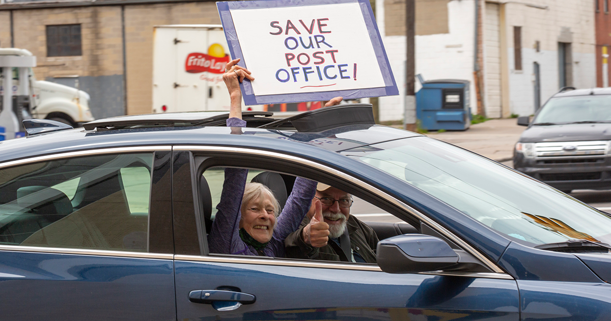 Petition Delivery and Car Caravan: Save the Postal Service