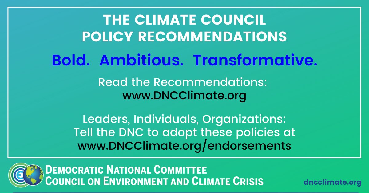 DNC Climate Council Coalition Sign-On Letter: for Elected and Former ...