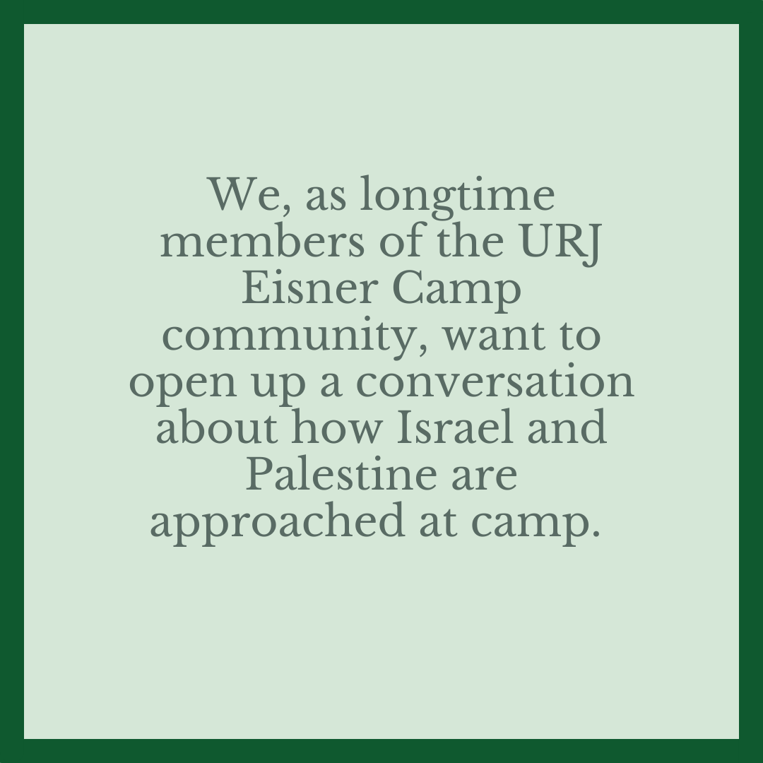Israel and Palestine at URJ Eisner Camp - Action Network