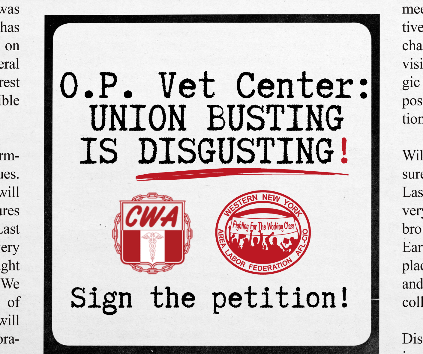 Sign Now: STOP UNION-BUSTING in WNY! - Action Network