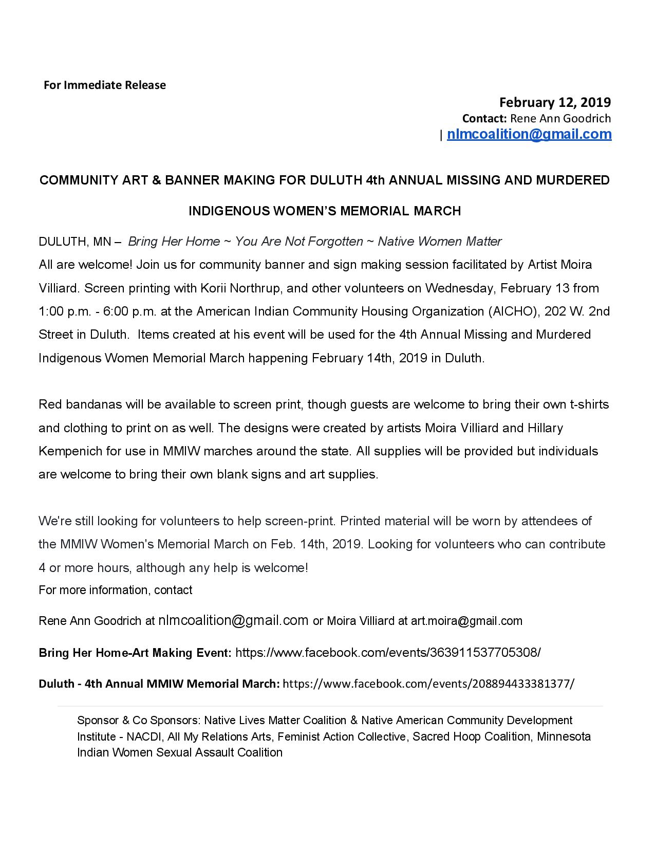 Annual Missing and Murdered Indigenous Women Marches -Valentines Day ...