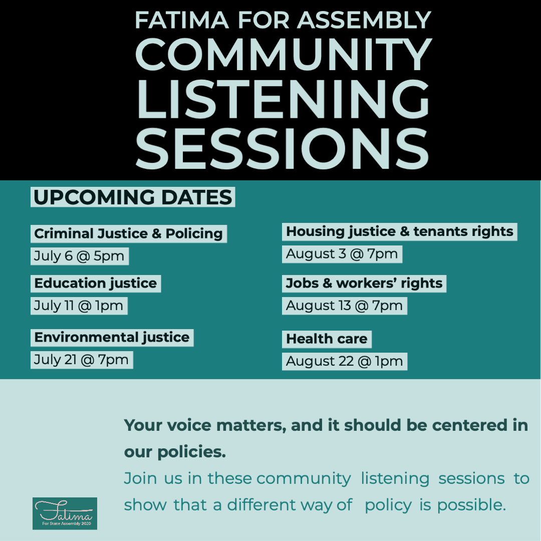 Community Listening & Visioning Sessions with Fatima for State Assembly ...